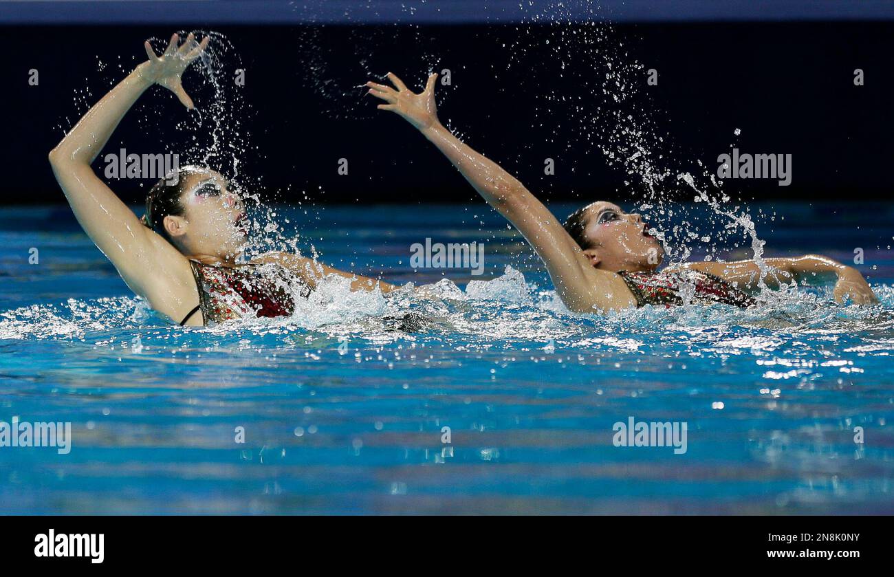 The Japanese team's performance wins a silver medal during the duets ...