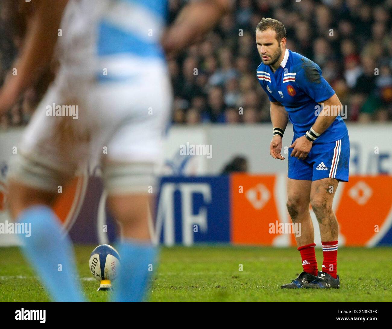 Frederic Michalak of France prepares to kick a penalty during his ...