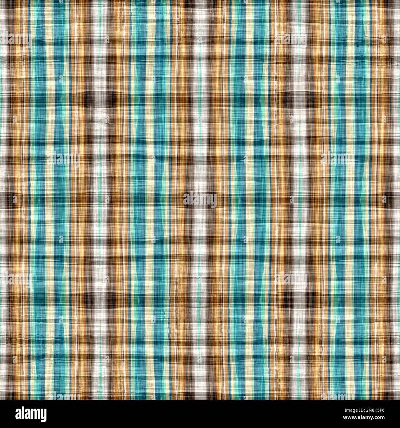 Teal rustic coastal beach house check fabric tile. Seamless sailor ...