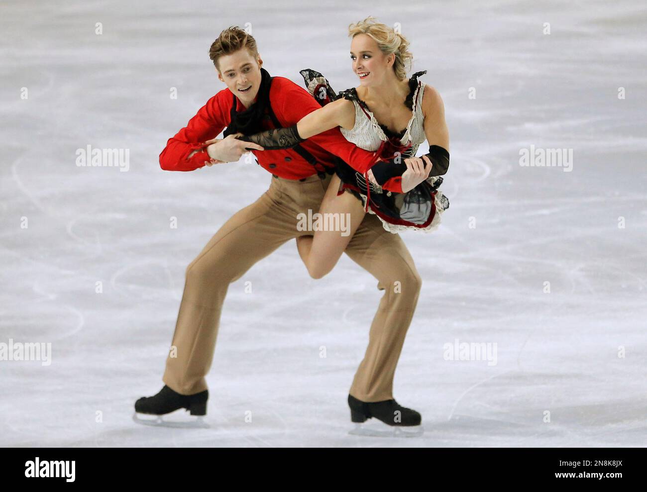 Pernelle Caron and Lloyd Jones of France perform in the Ice Dance Short ...
