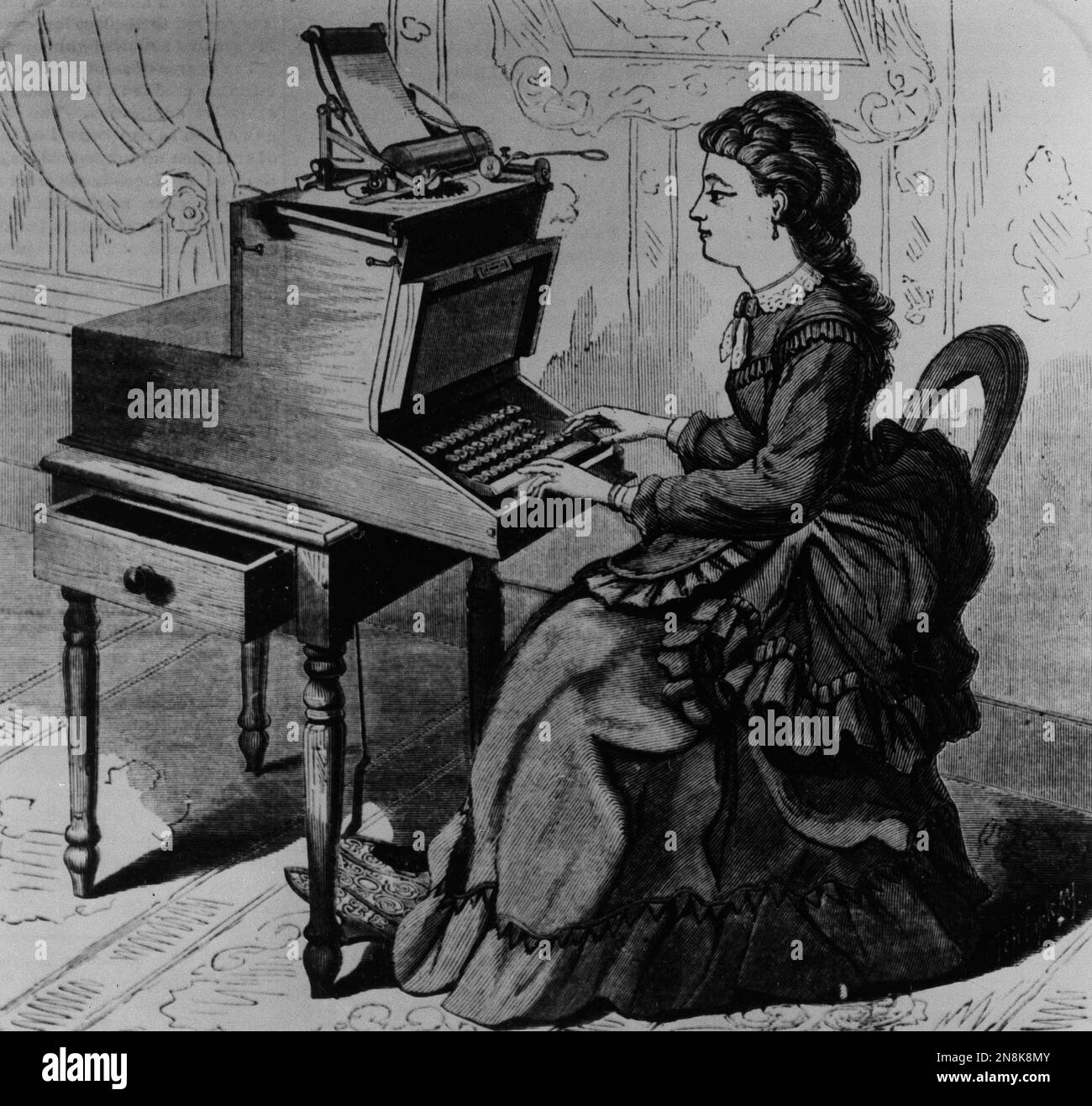 Lillian Sholes, first of thousands of women typists, uses an 1872 model ...