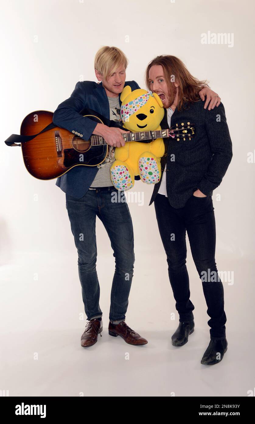 Dan Clews, left, and Tim Minchin are seen backstage at BBC's Children ...