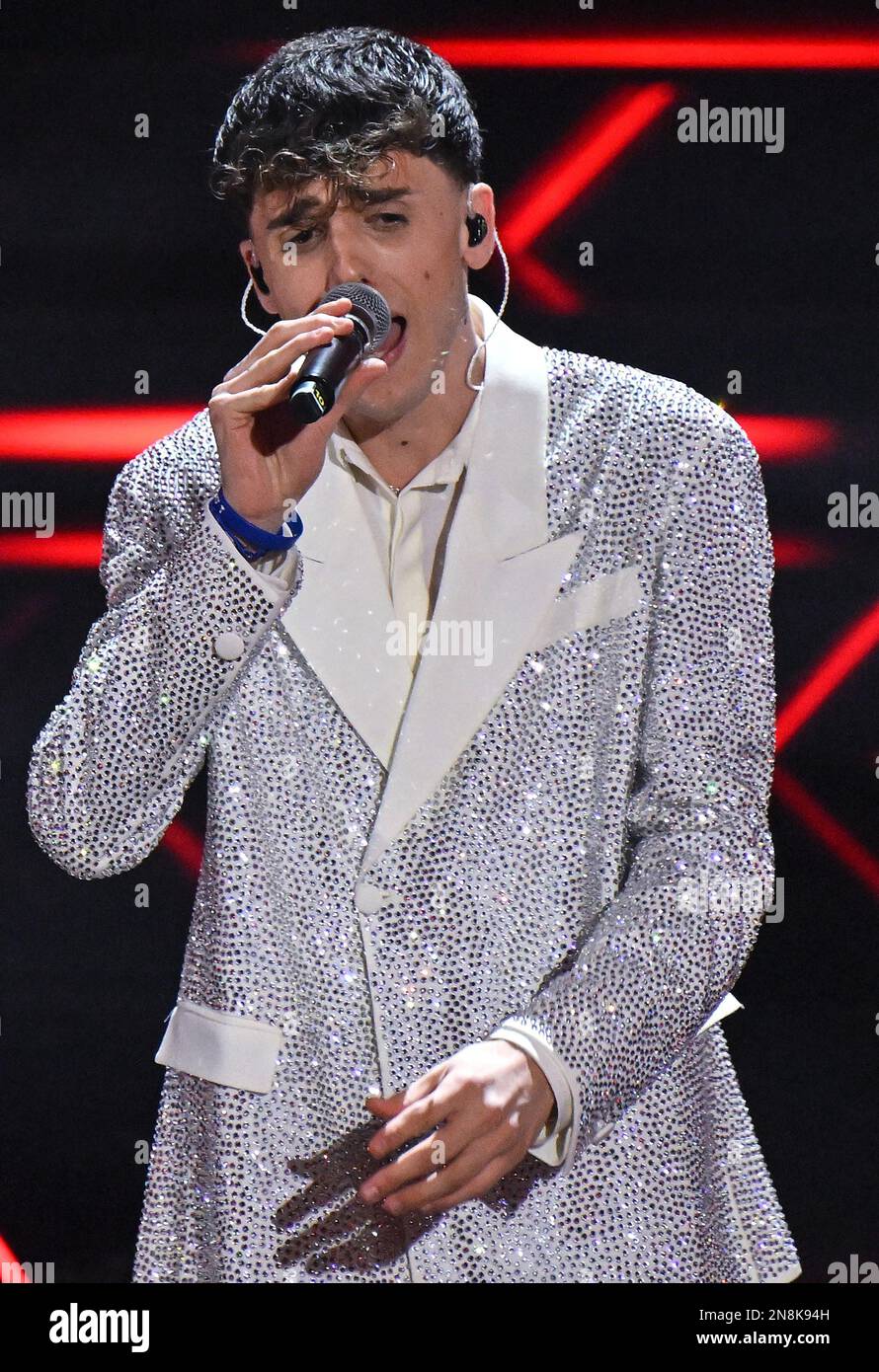 February 12, 2023, Sanremo: Italian singer LDA performs on stage at the ...