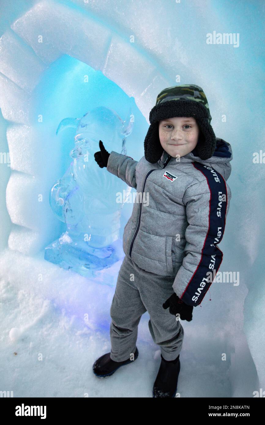 These are some ice structures at a winter ice festival in Lake George ...