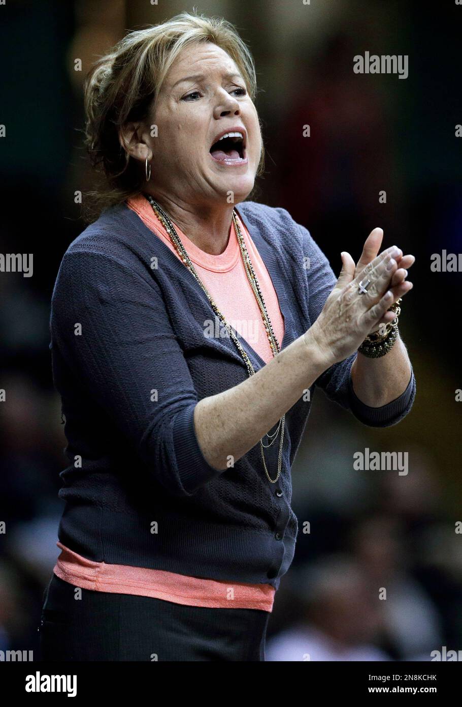 Vanderbilt head coach Melanie Balcomb yells to her team in the first ...