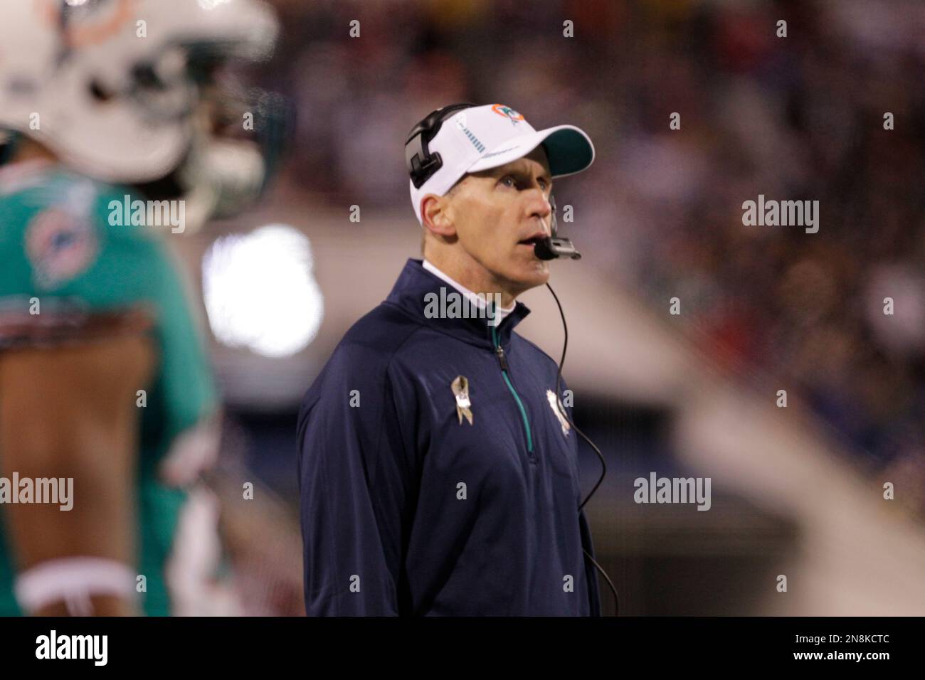 Miami Dolphins head coach Joe Philbin looks on during the first half of ...