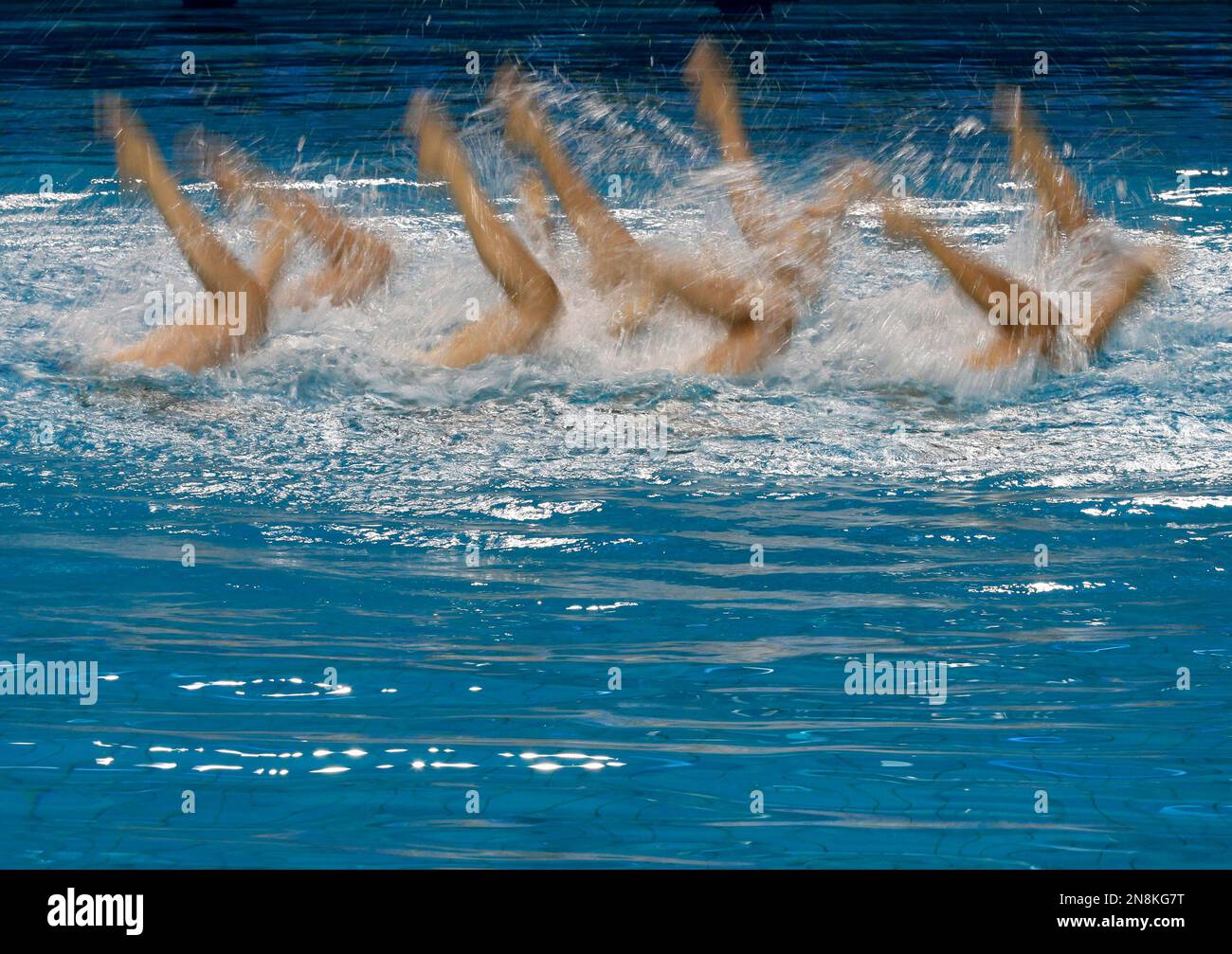 China's team perform during the team technical final synchronized ...