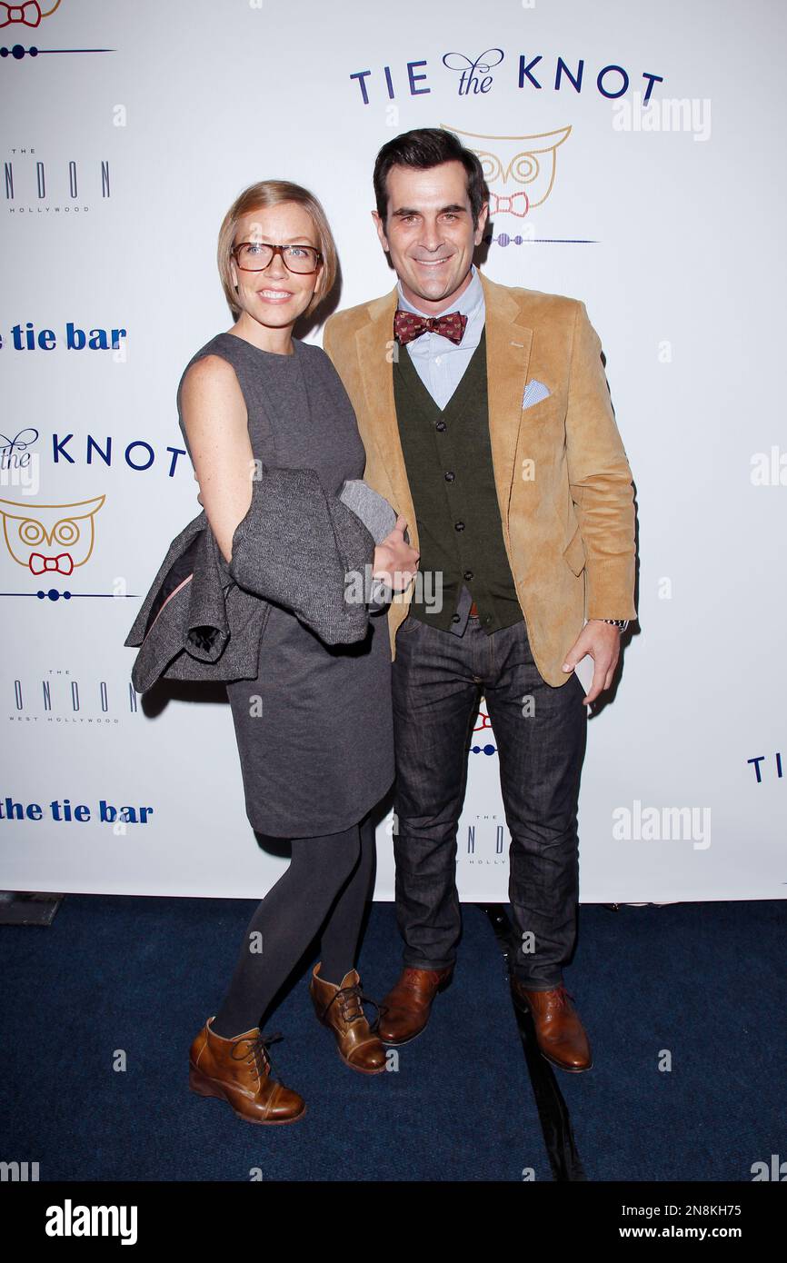 Actor Ty Burrell and his wife Holly Burrell arrive at the launch of Tie ...