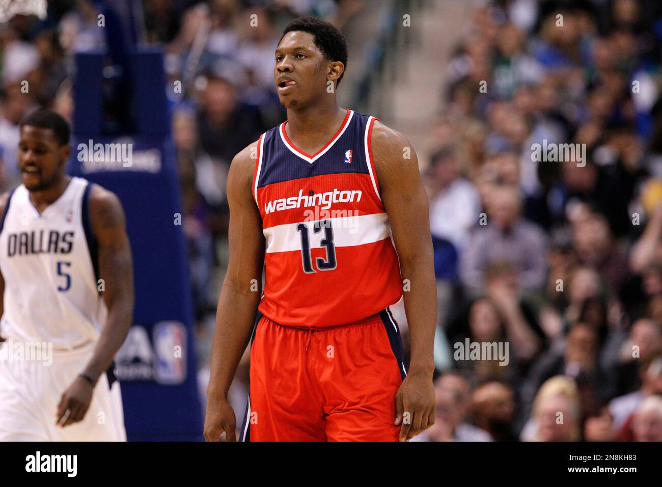 Washington Wizards power forward Kevin Seraphin (13) of France walks up ...