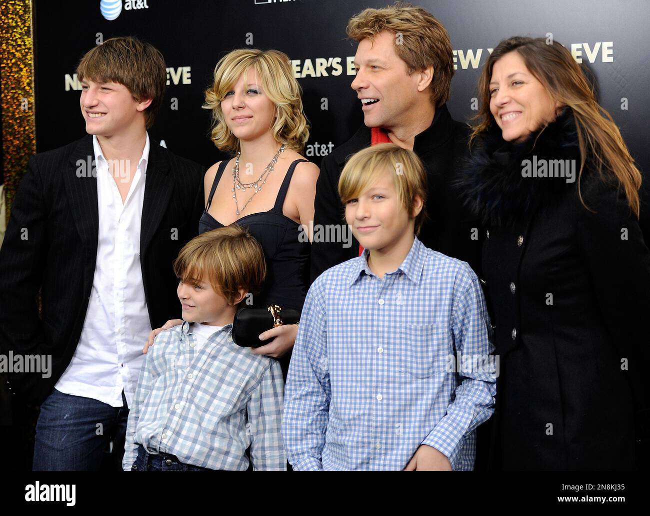 Singer and actor Jon Bon Jovi poses with his wife Dorothea and children ...