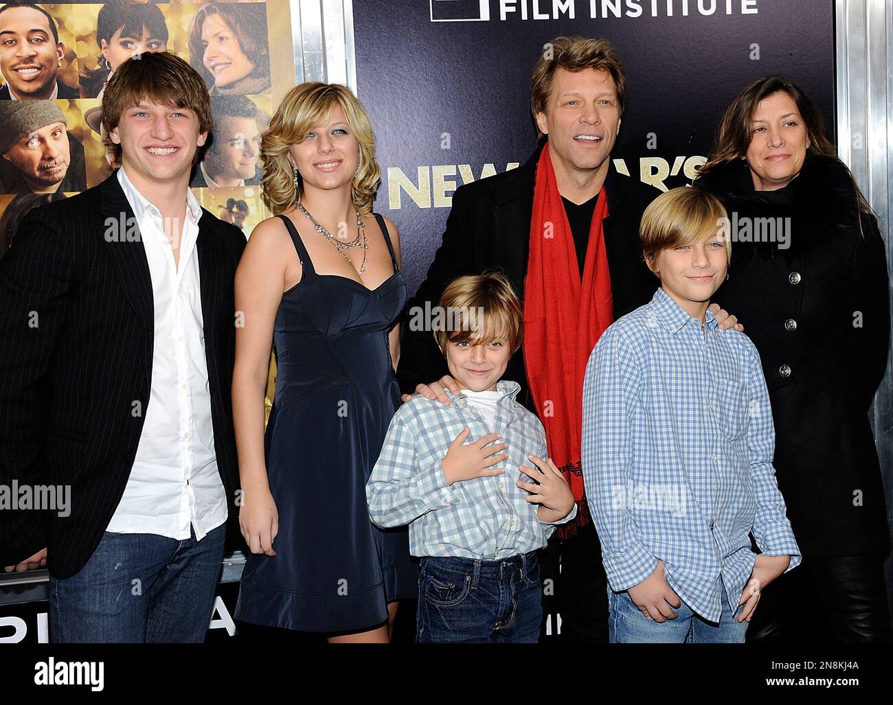 Singer and actor Jon Bon Jovi poses with his wife Dorothea and children ...