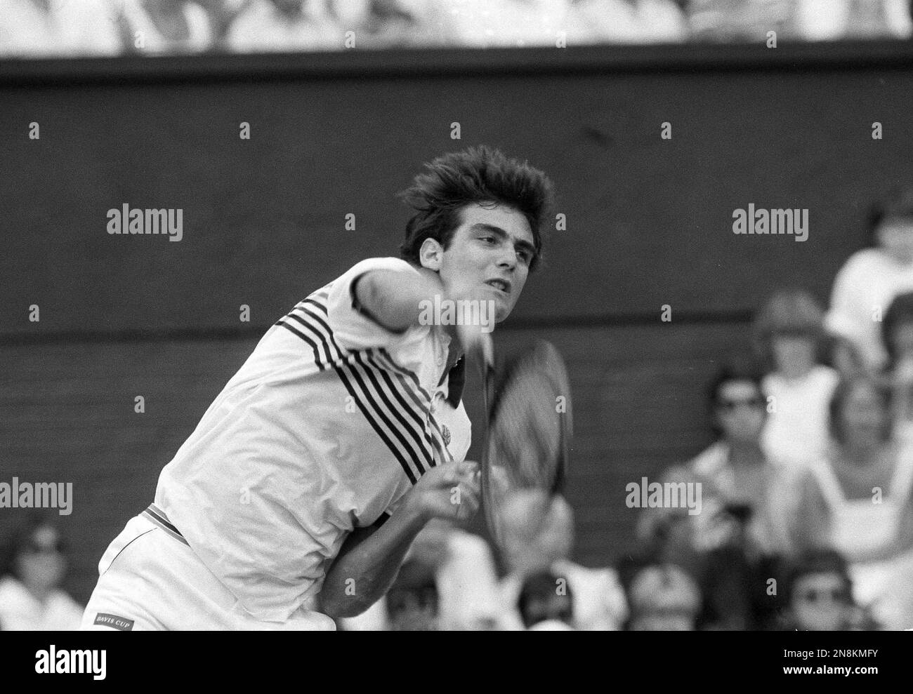 Paul Annacone of the United States serves to Jimmy Connors during their ...