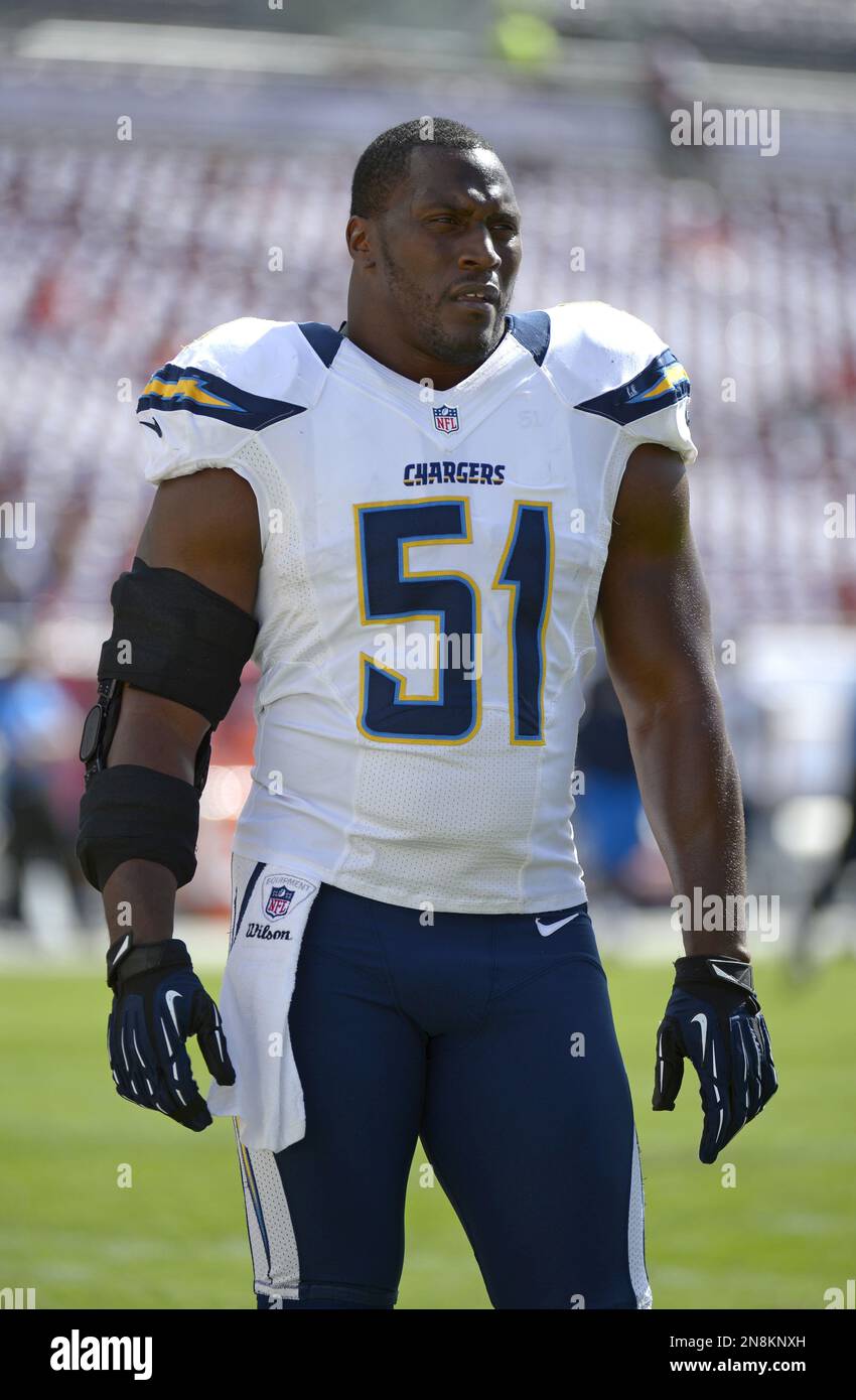 San Diego Chargers inside linebacker Takeo Spikes (51) stands on the ...