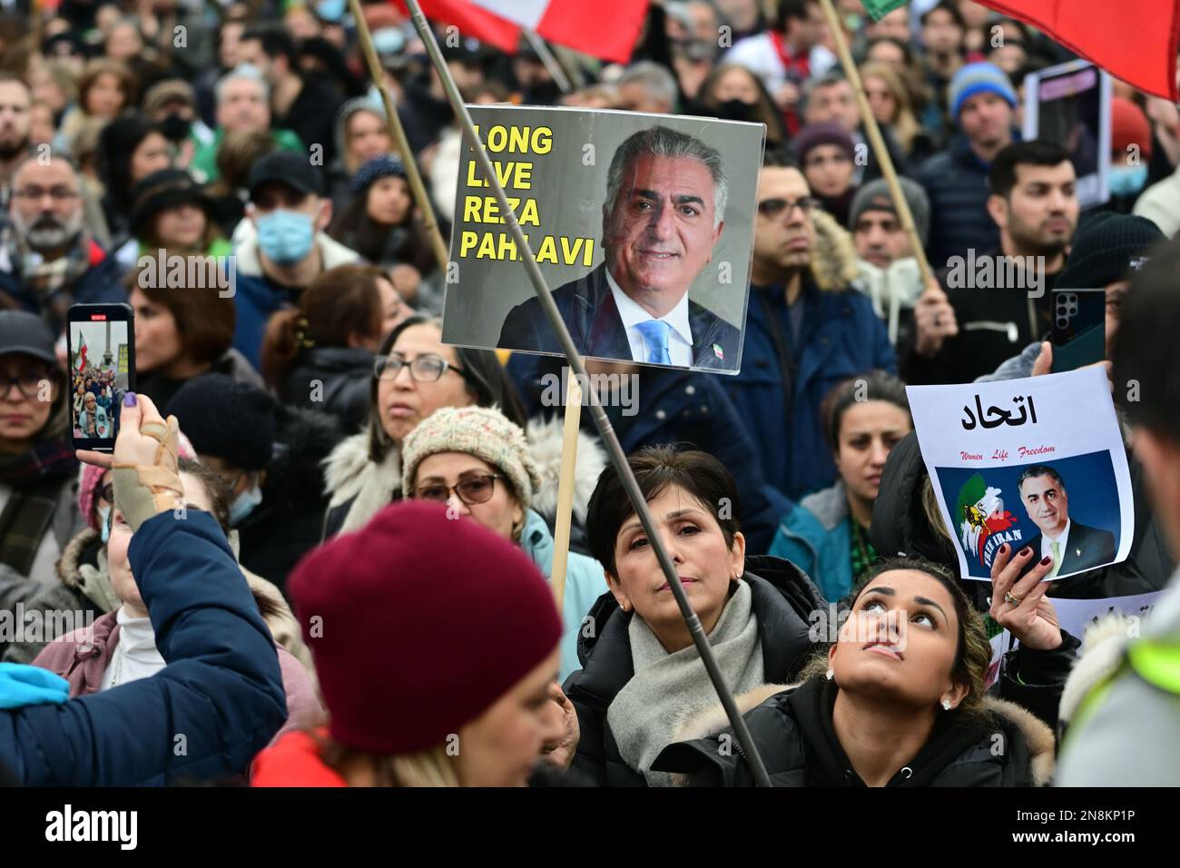 Trafalgar Square, London, UK. 11th February 2023. Thousands of Iranian ...
