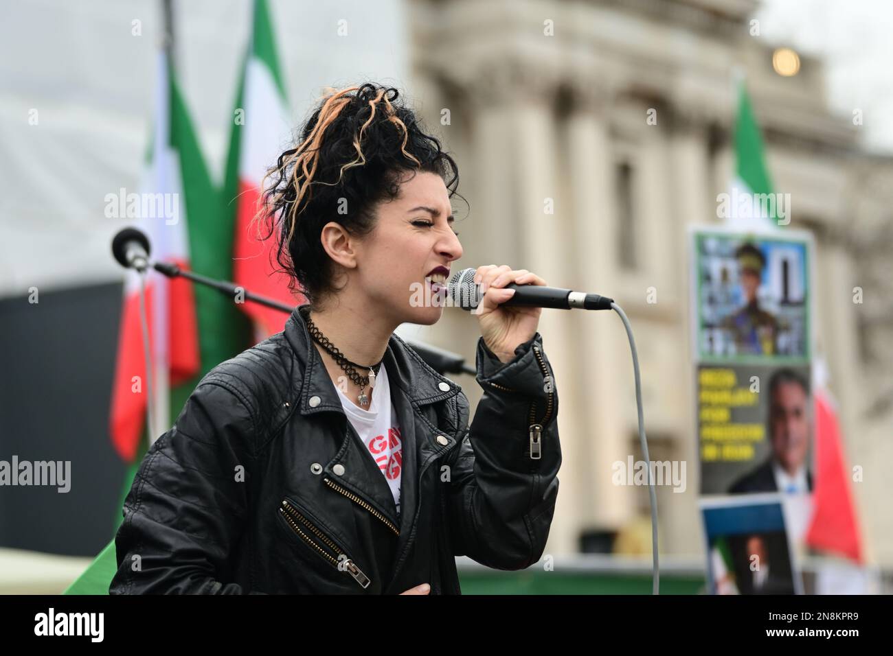Trafalgar Square, London, UK. 11th February 2023. Singer Izzy T Offical ...