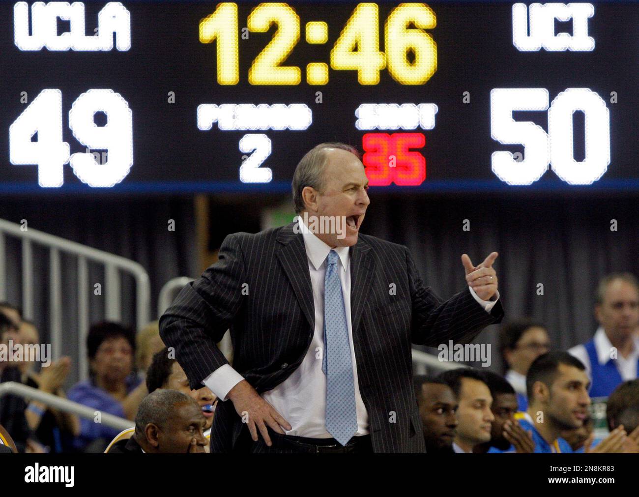 UCLA head coach Ben Howland directs his team in the second half of an ...