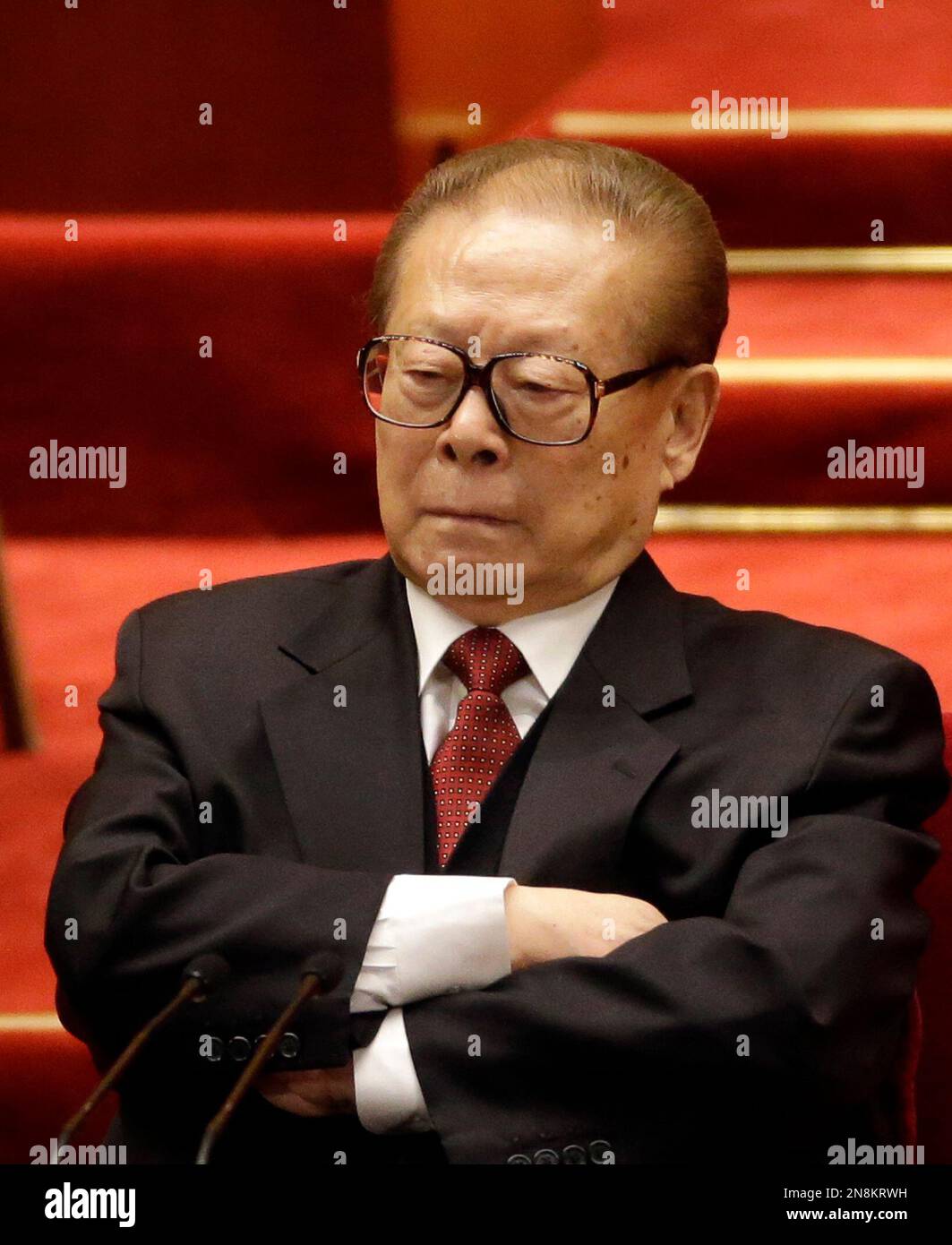 Former Chinese President Jiang Zemin attends the closing ceremony for ...