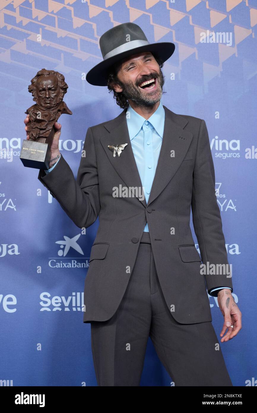 Spanish singer Leiva poses with the Goya award he won for Best original ...