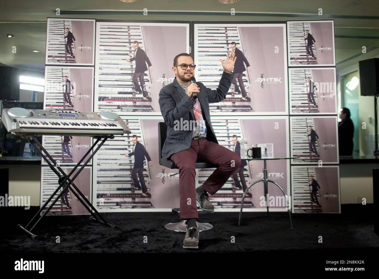 Mexican singer Aleks Syntek gives a press conference to present his new ...