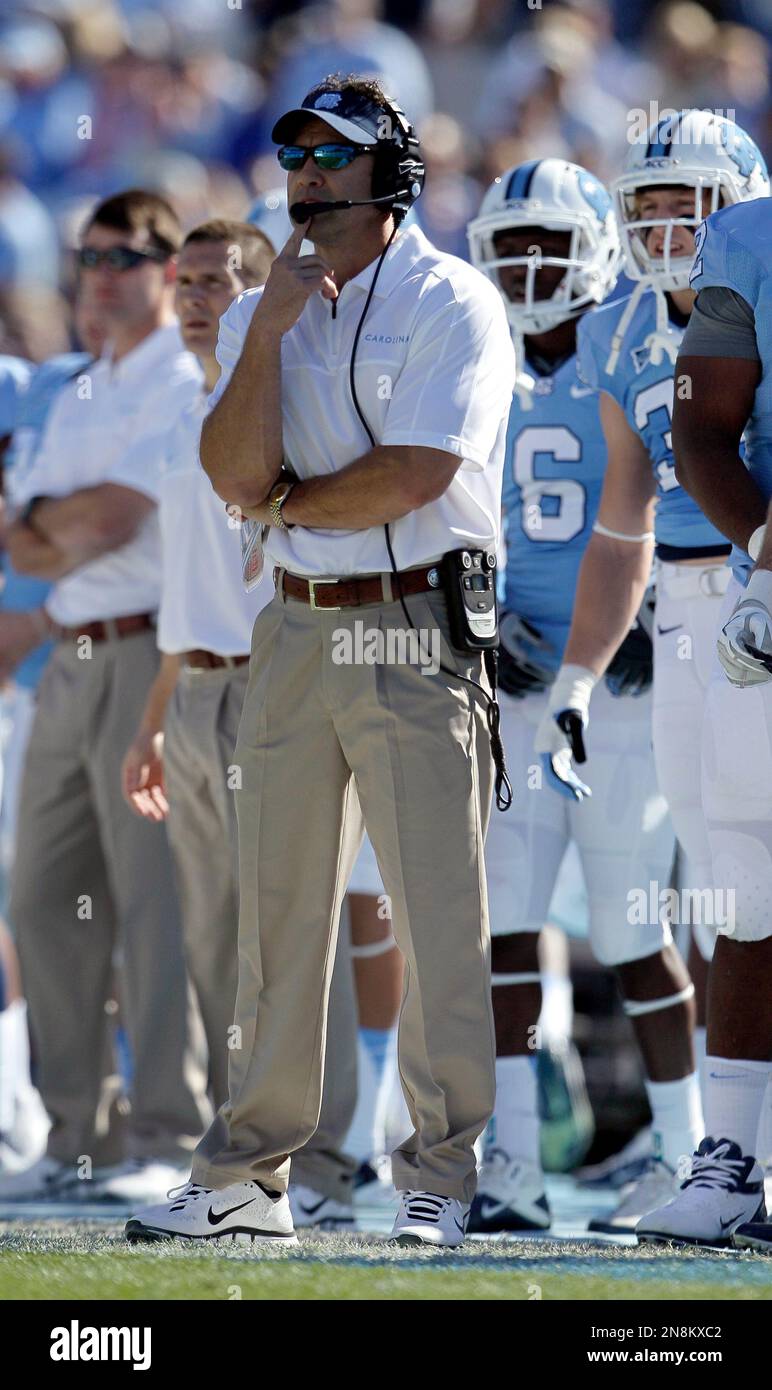 North Carolina Tar Heels head coach Larry Fedora watches against ...