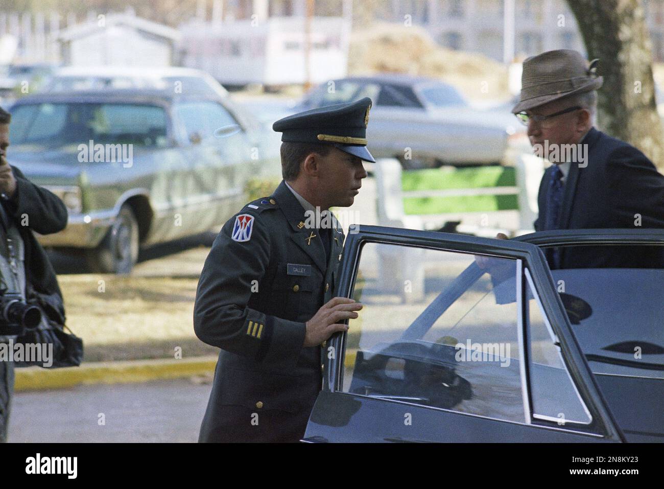 Lt. William Calley, Jr. before entering auto in Atlanta, Georgia in ...