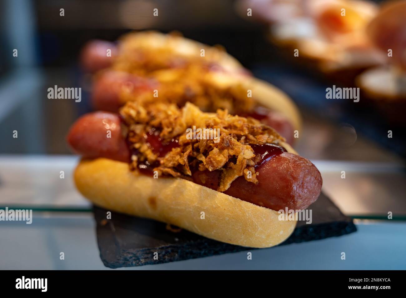 Typical mini burger snack of Basque Country, pinchos or pinxtos, small ...