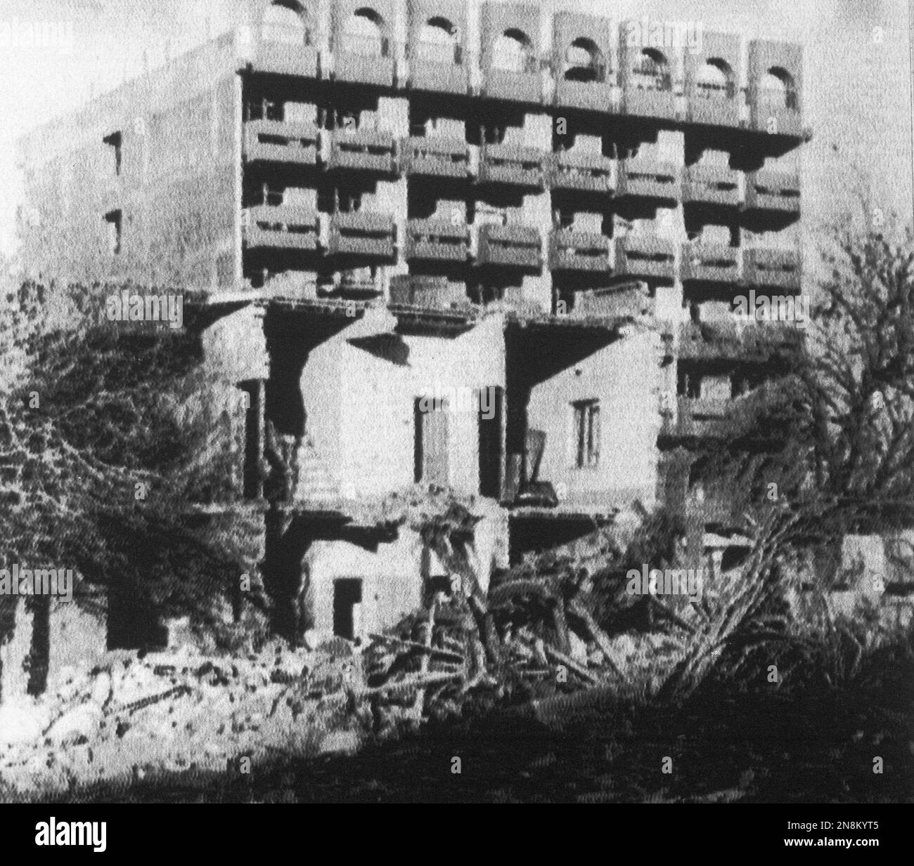 Damaged buildings in Baghdad, following an explosion Sept. 14, 1986 ...