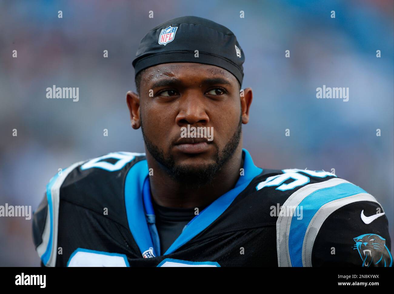Carolina Panthers' Frank Alexander (90) on the sidelines against the ...