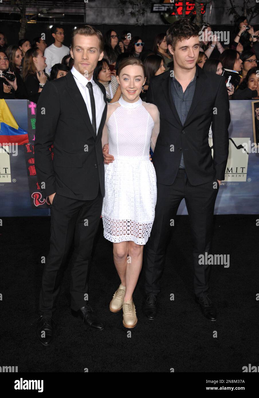 Jake Abel, Saoirse Ronan, and Max Irons attend the world premiere of ...