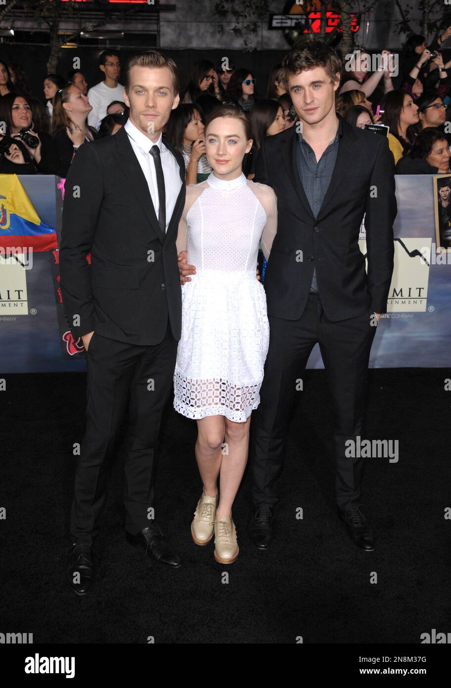 Jake Abel, Saoirse Ronan, and Max Irons attend the world premiere of ...