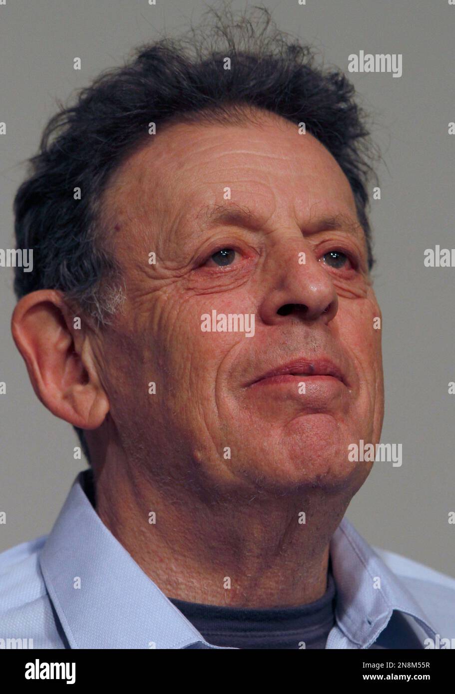 In this Nov. 10, 2012 photo, U.S. composer Philip Glass gives a news ...