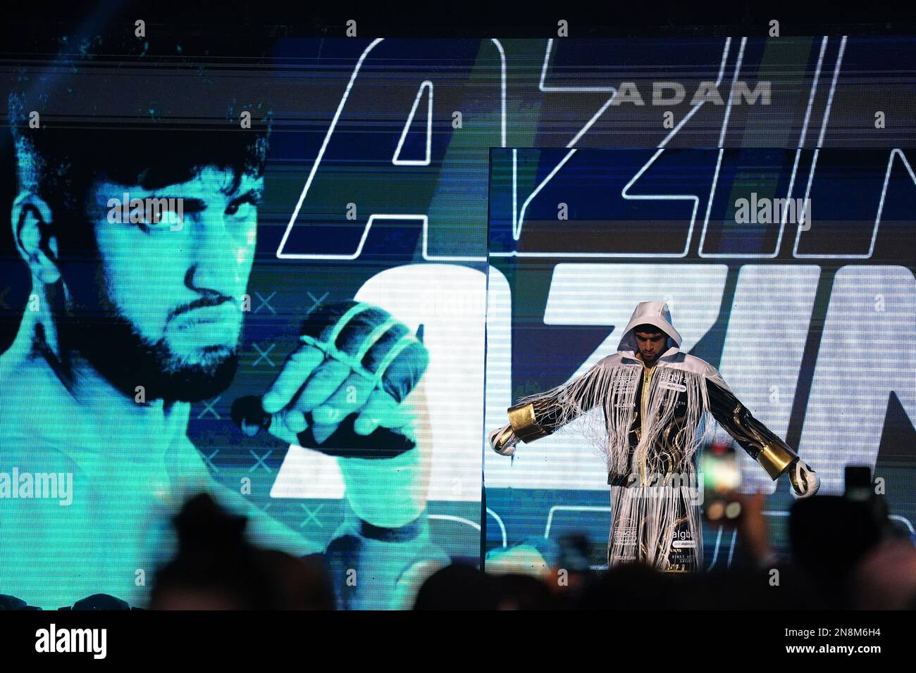 Adam Azim walks out to fight Santos Reyes at the OVO Arena Wembley ...