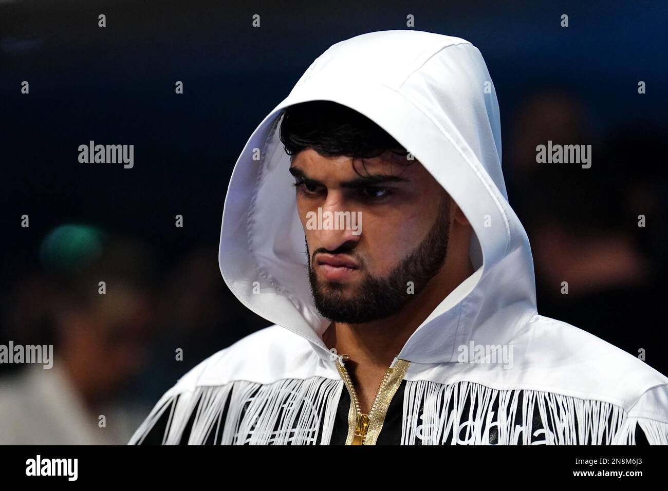 Adam Azim walks out to fight Santos Reyes at the OVO Arena Wembley ...