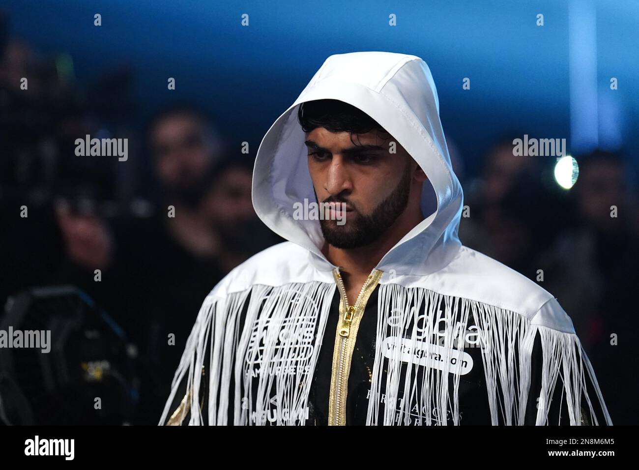 Adam Azim walks out to fight Santos Reyes at the OVO Arena Wembley ...
