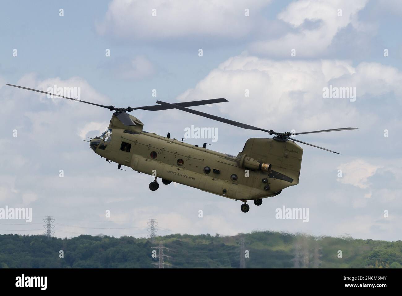 A Boeing CH 47 Chinook helicopter with the United States Army flying ...