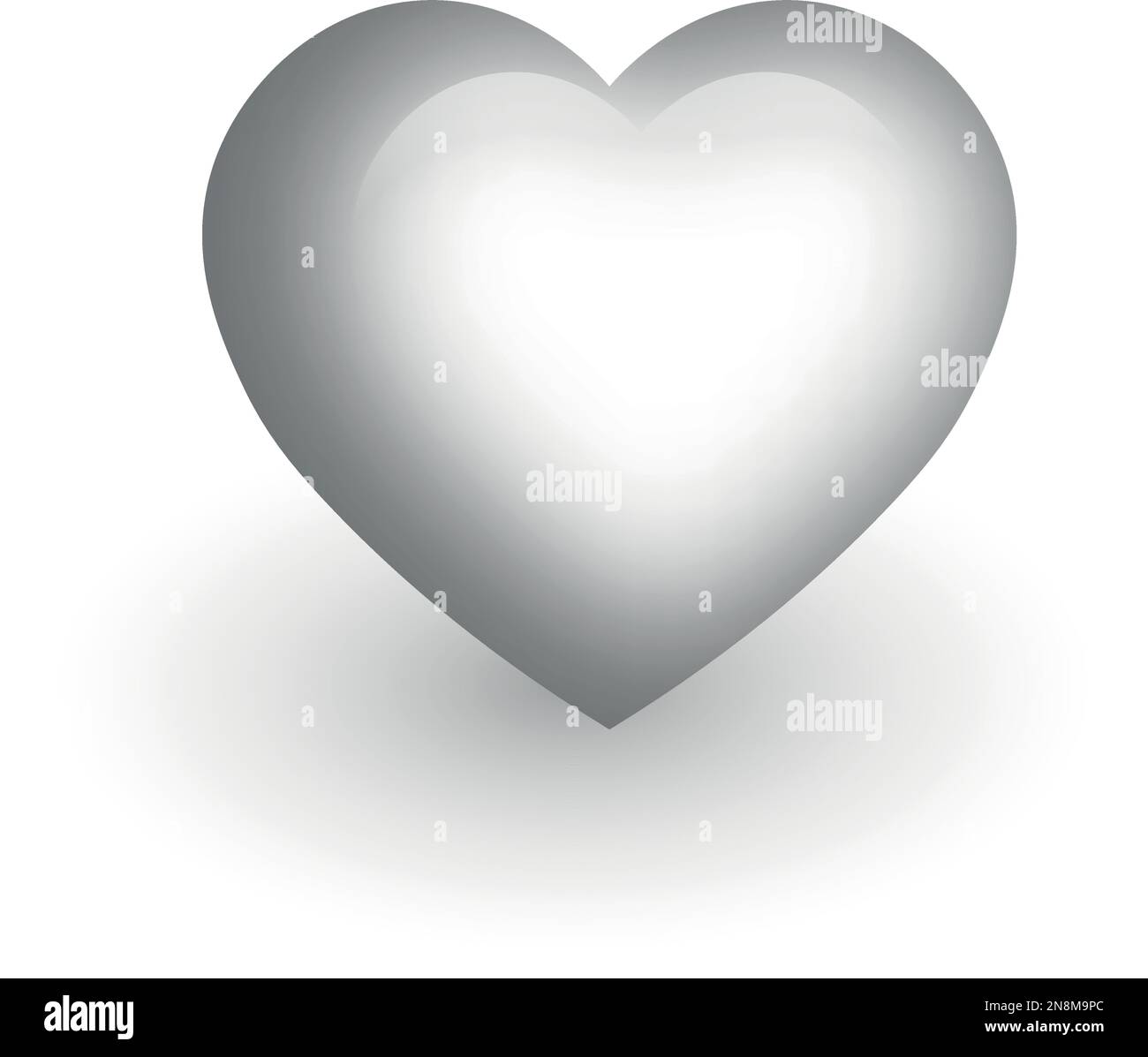 Clear white heart with glossy effect. A symbol of love and St ...