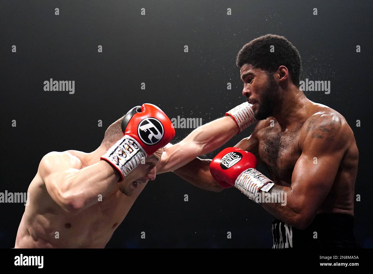 Zak Chelli in action against Anthony Sims Jr at the OVO Arena Wembley ...
