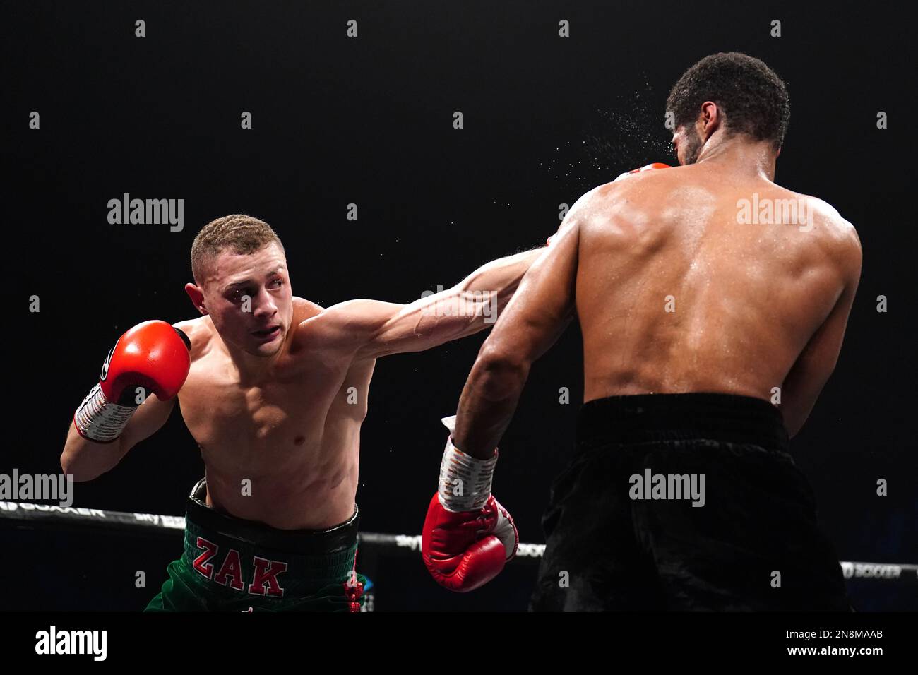 Zak Chelli in action against Anthony Sims Jr at the OVO Arena Wembley ...