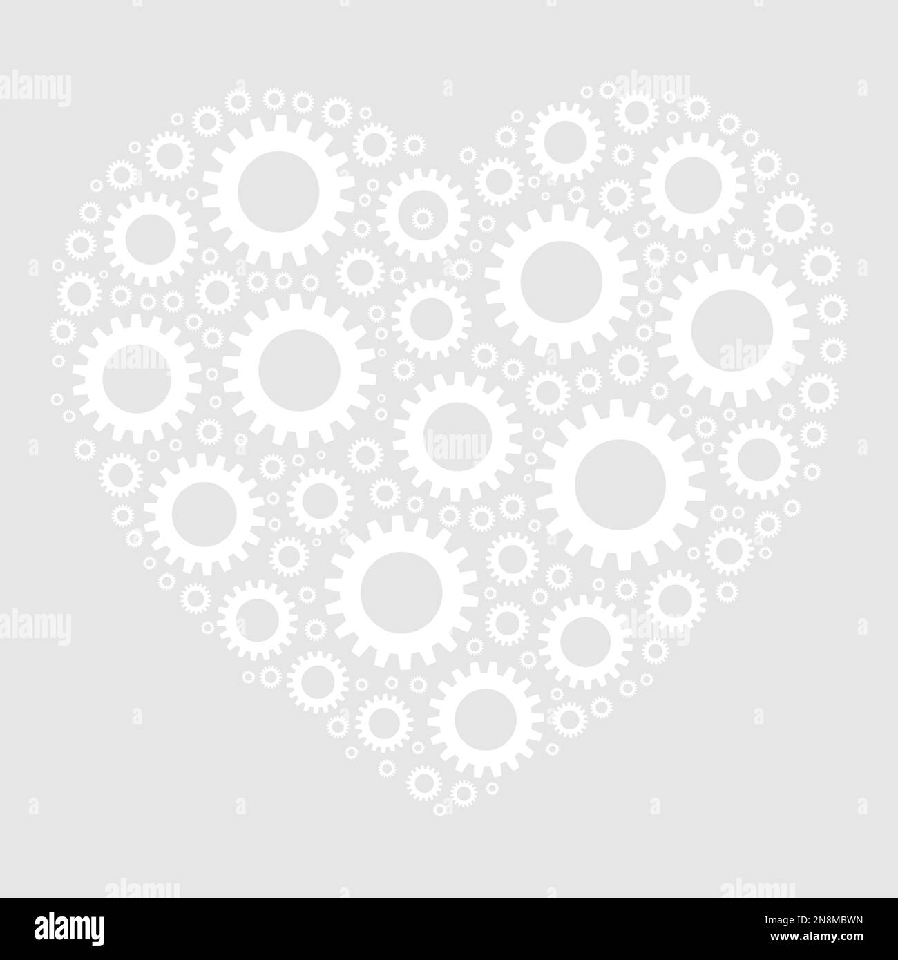 Heart shape mosaic of cog wheels. Looks like clockwork heart or love ...