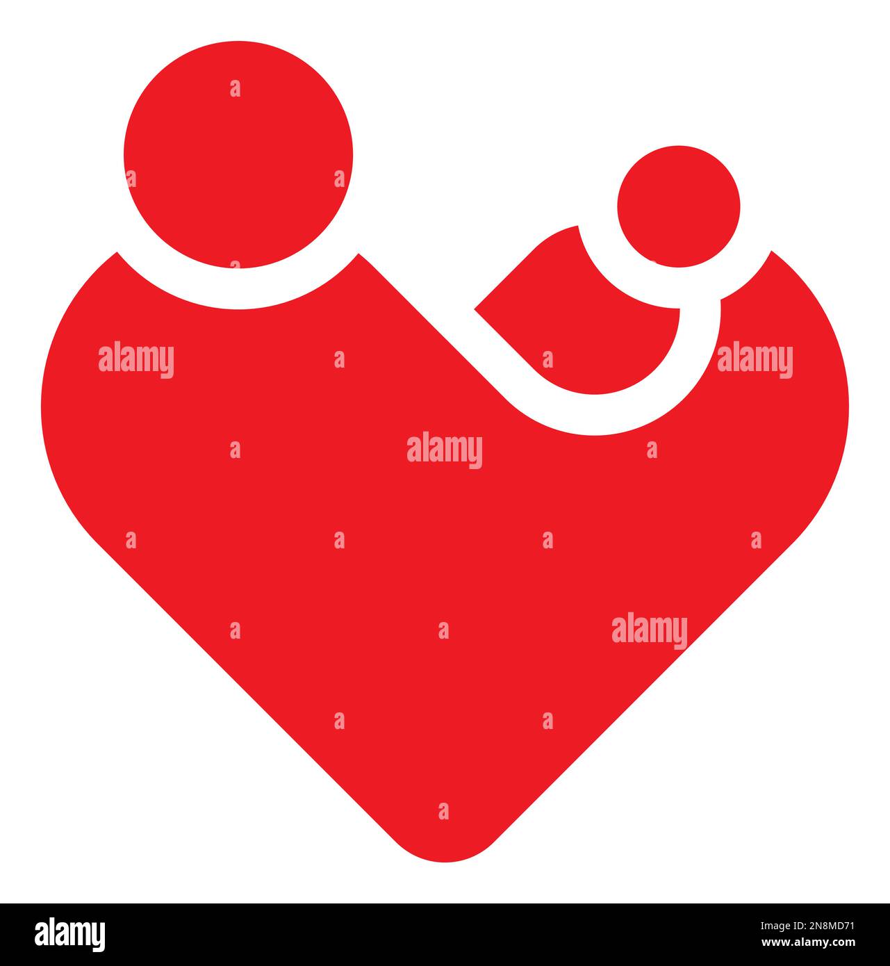 Mother with her child in her hands. Simplified symbol in a shape of ...
