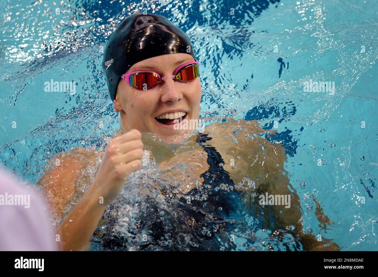 Jessica Hardy of the U.S celebrates her win at the women's 50m ...