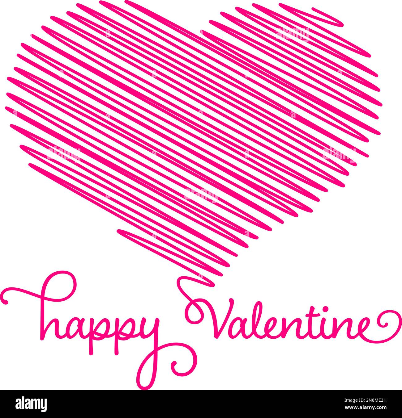 Heart - pencil scribble sketch drawing with Happy Valentine ...