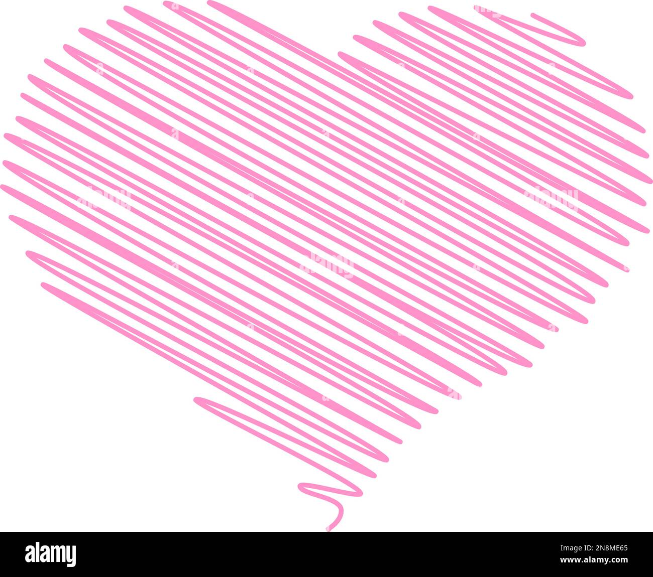 Heart - pencil scribble sketch drawing in pink on white background ...
