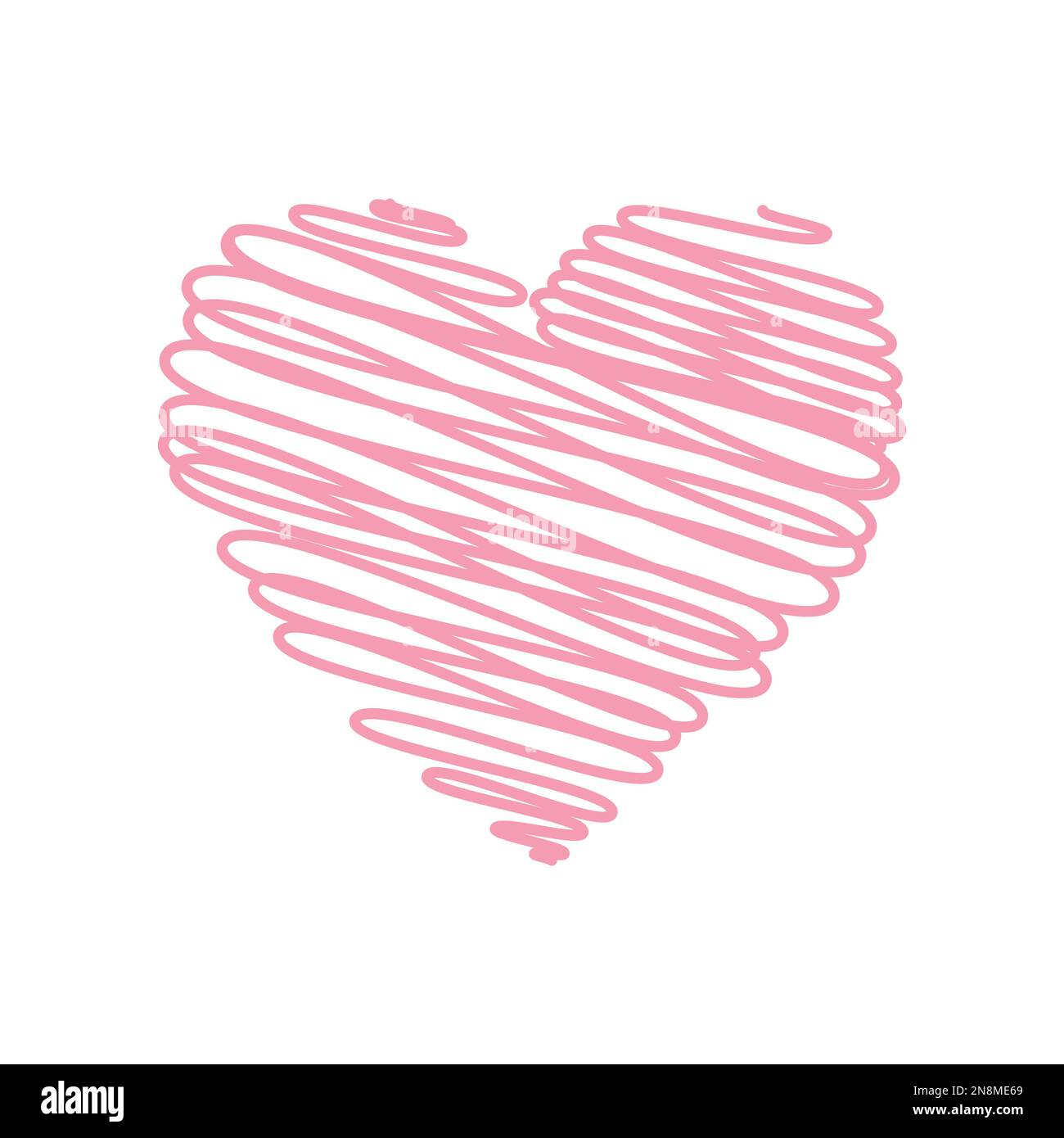 Heart - pencil scribble sketch drawing in pink on white background ...