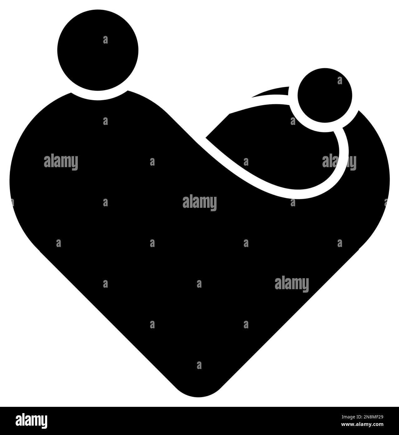 Mother with her child in her hands. Simplified symbol in a shape of ...
