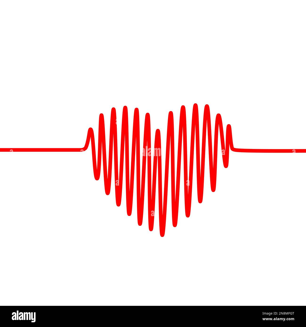 Red heartbeat line in a shape of heart on white background. Vector ...
