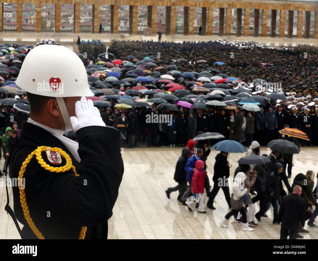 Turkish army officers and people gathered at the mausoleum of Turkey's ...