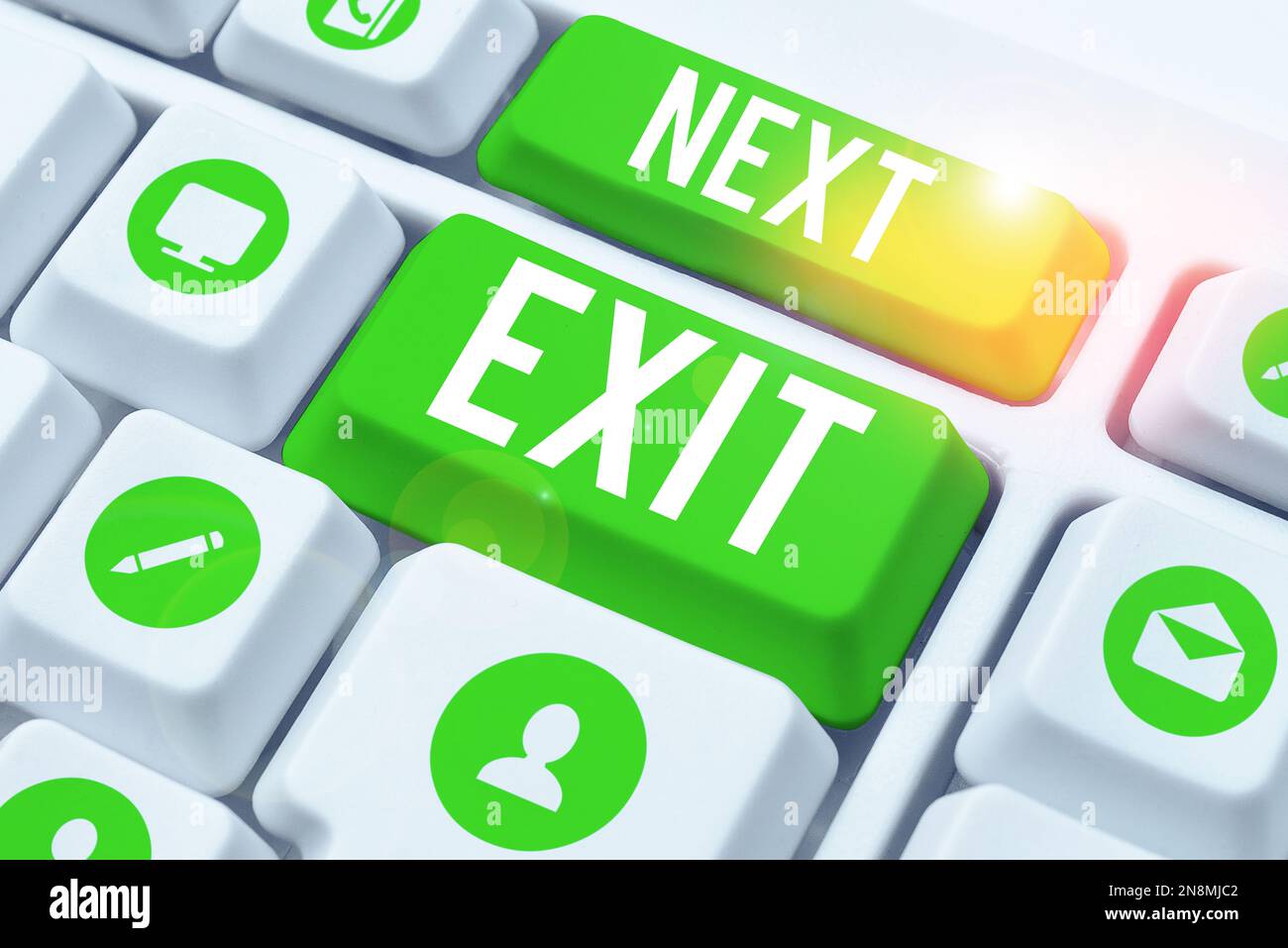 Text showing inspiration Next Exit. Concept meaning the following way ...