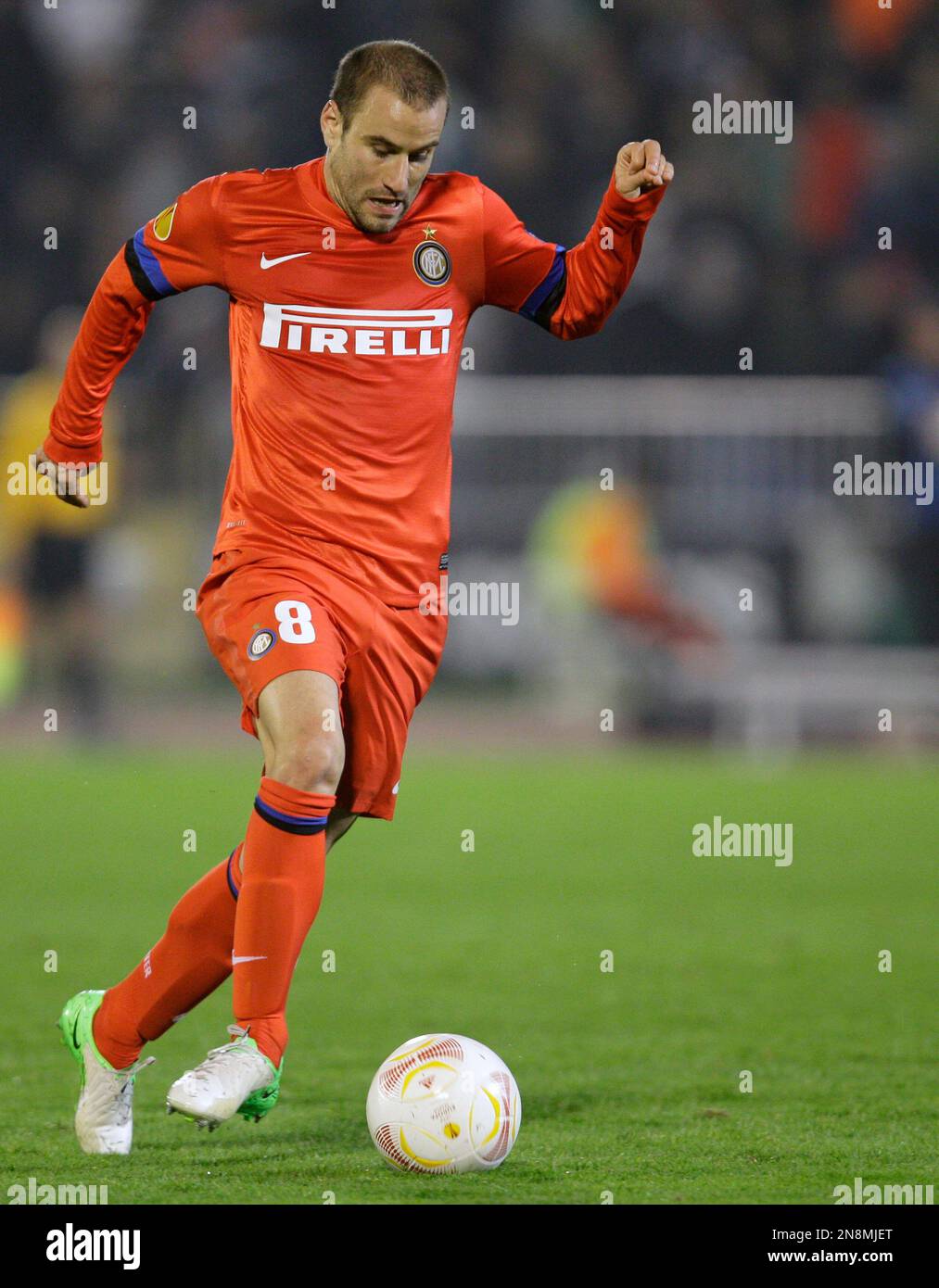 Inter Milan's Rodrigo Palacio controls the ball during their UEFA ...