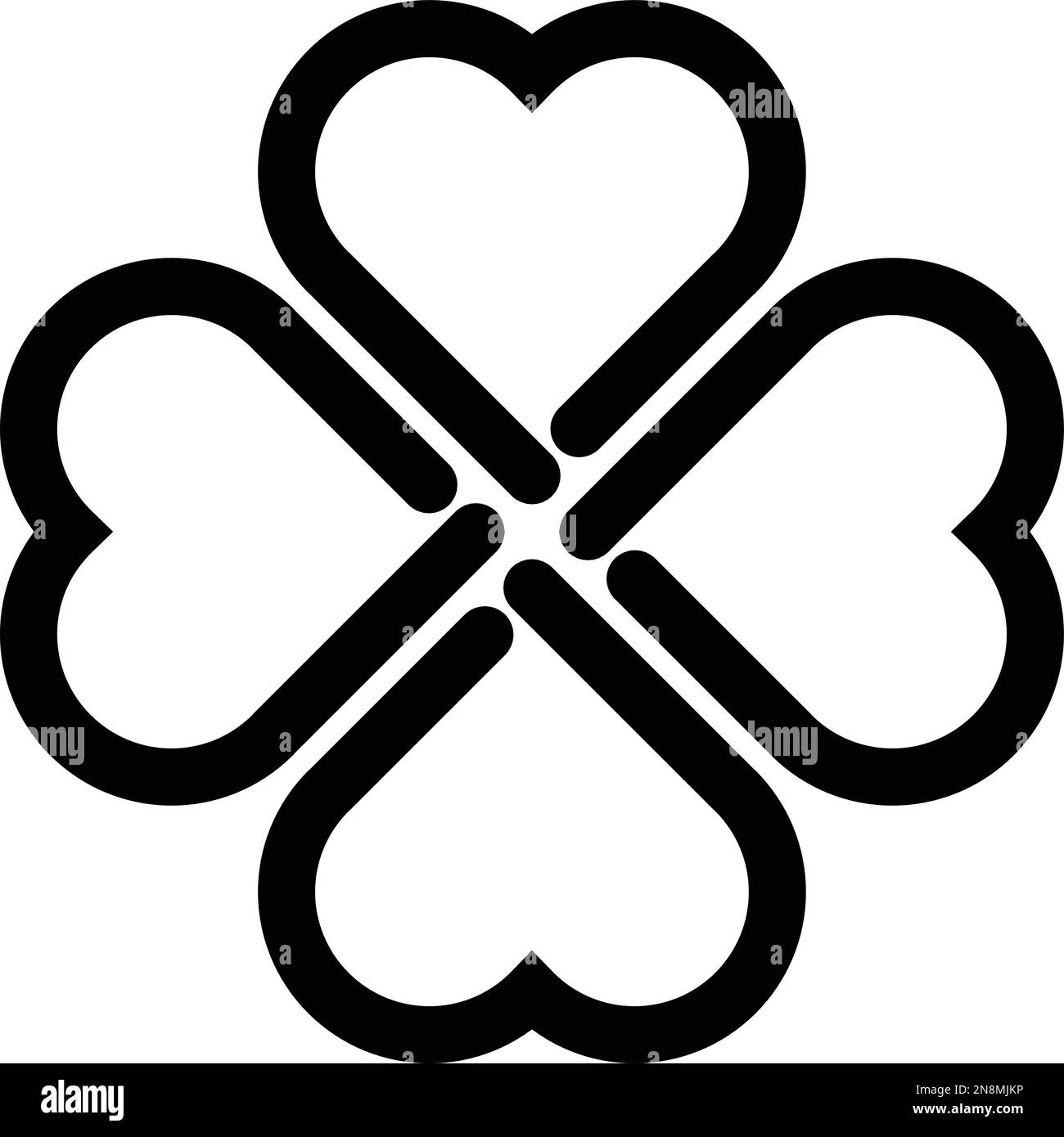 Shamrock silhouette - black thick outline four leaf clover icon. Good ...